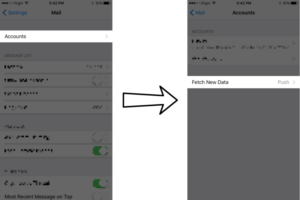 Change Mail From Push To Fetch | UpPhone